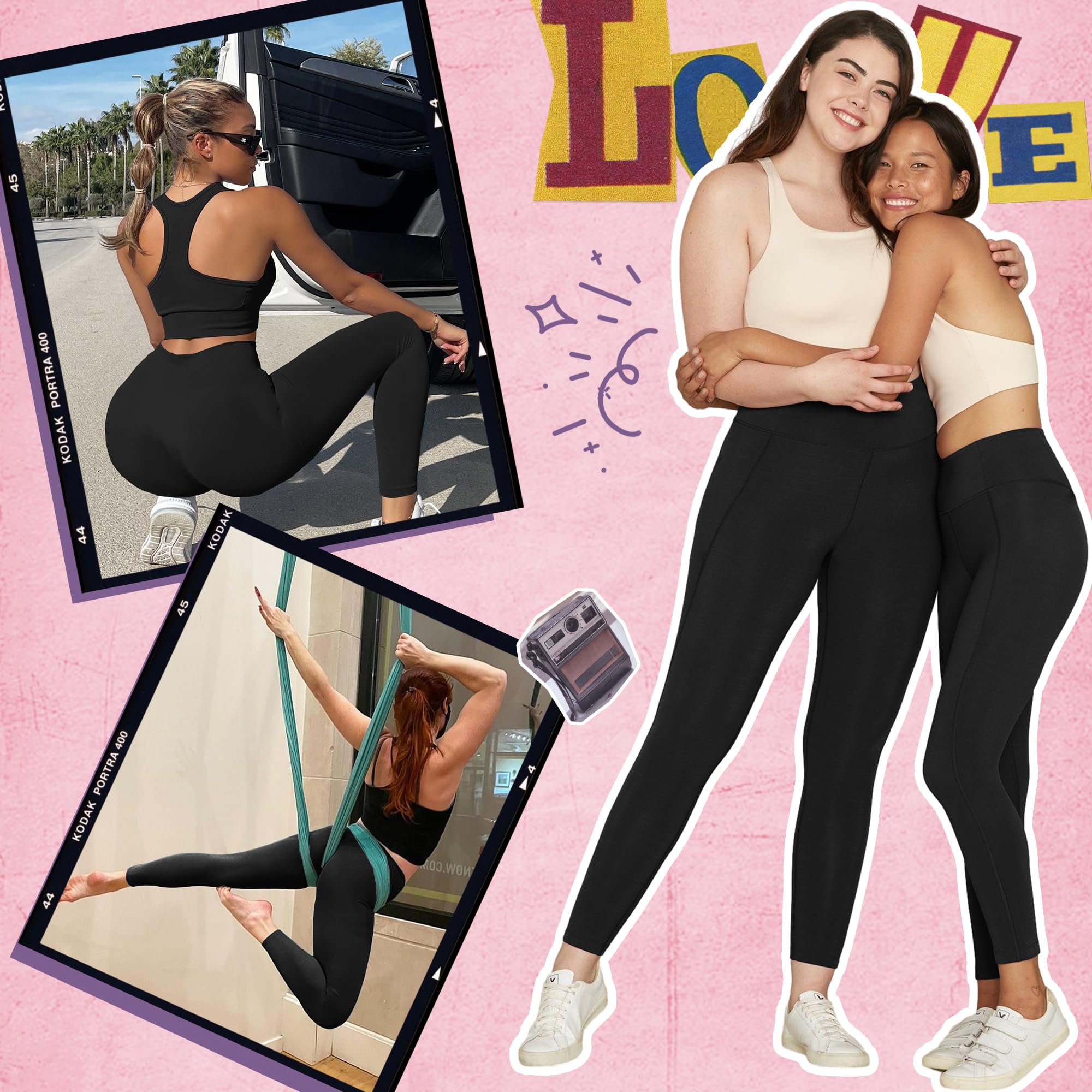 CAMPSNAIL 4 Pack Leggings for Women - High Waisted Tummy Control Yoga Pants for Workout Gym Black Capri Leggings Dance Pants