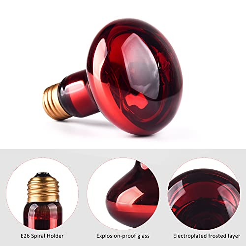 Ordekcity Reptile Heat Lamp Bulb 100W UVA Basking Spot Heat Lamp Reptile Light Tortoise Light Turtle Bulb for Animals Bearded Dragon-2 Pack