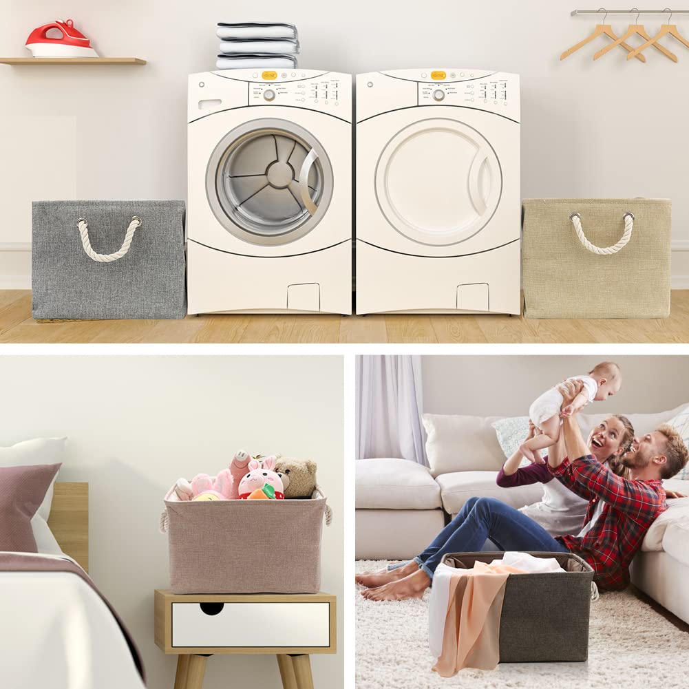 SAMORADREA 8 Pack Decorative Baskets Storage Box Cubes Containers Storage Basket Bins Fabric Baskets W/Handles for Shelves Clothes Office, Bedroom, Parlor, home, Garage (Pink)