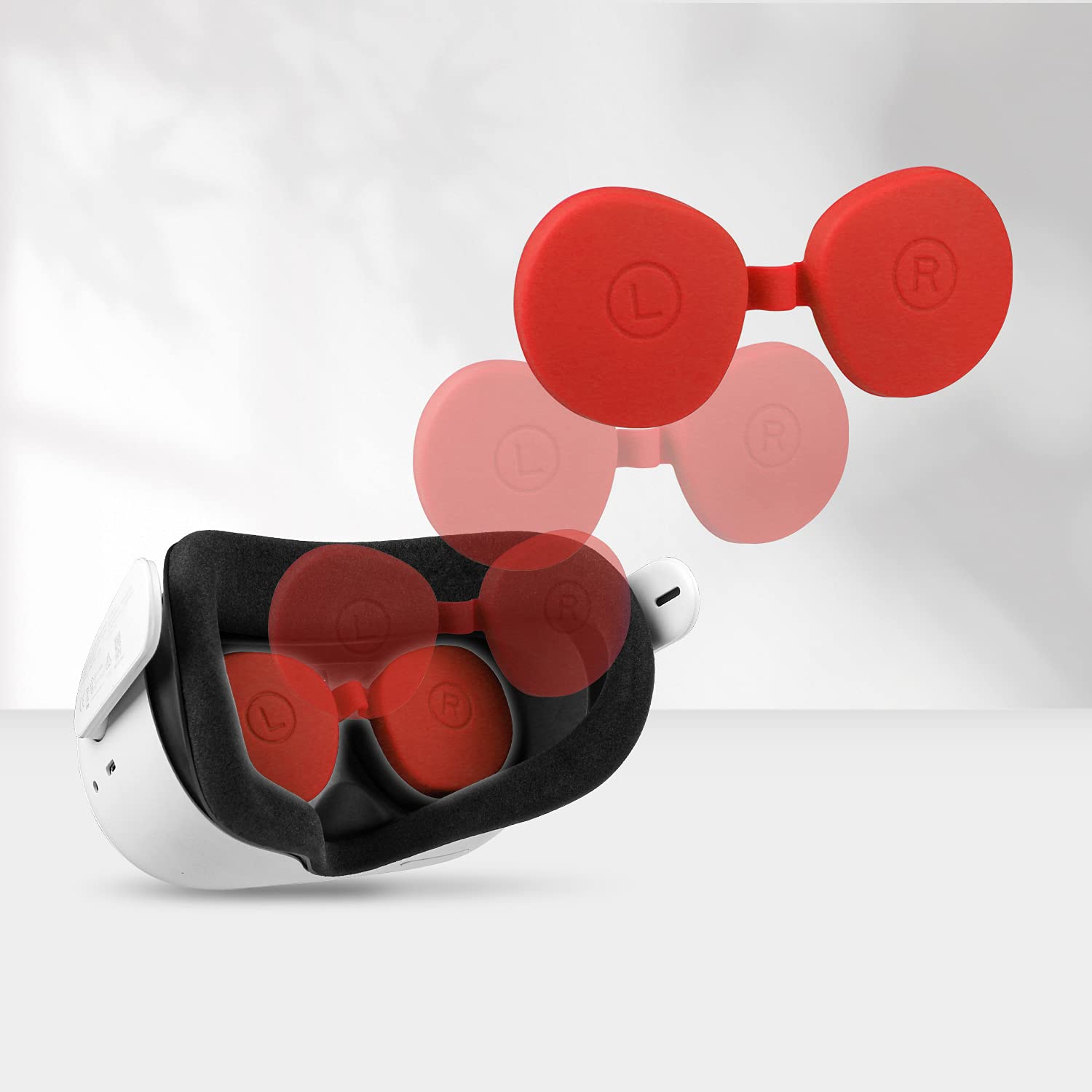 Colohas Oculus Quest 2 Accessories VR Cover - Touch Controller Grip Cover Handle Sleeve with Adjustable Knuckle Strap - Silicone Face Cover - Protective Lens Cover for Oculus Quest 2 Headset - Red