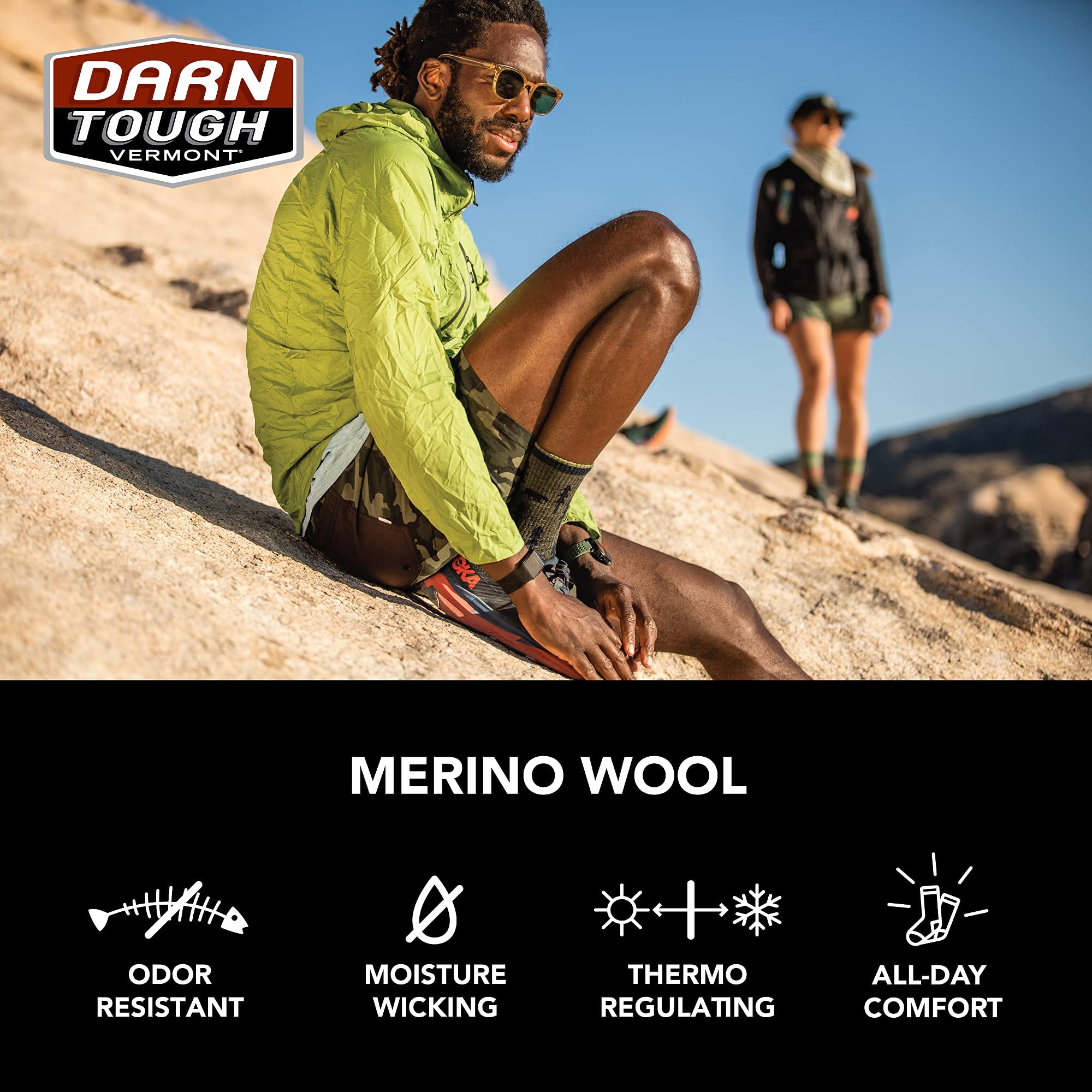 Darn Tough Men's Hiker Book Sock Full Cushion (Style 1405) Merino Wool, Black (X-Large 12.5-14.5) - 6 Pack