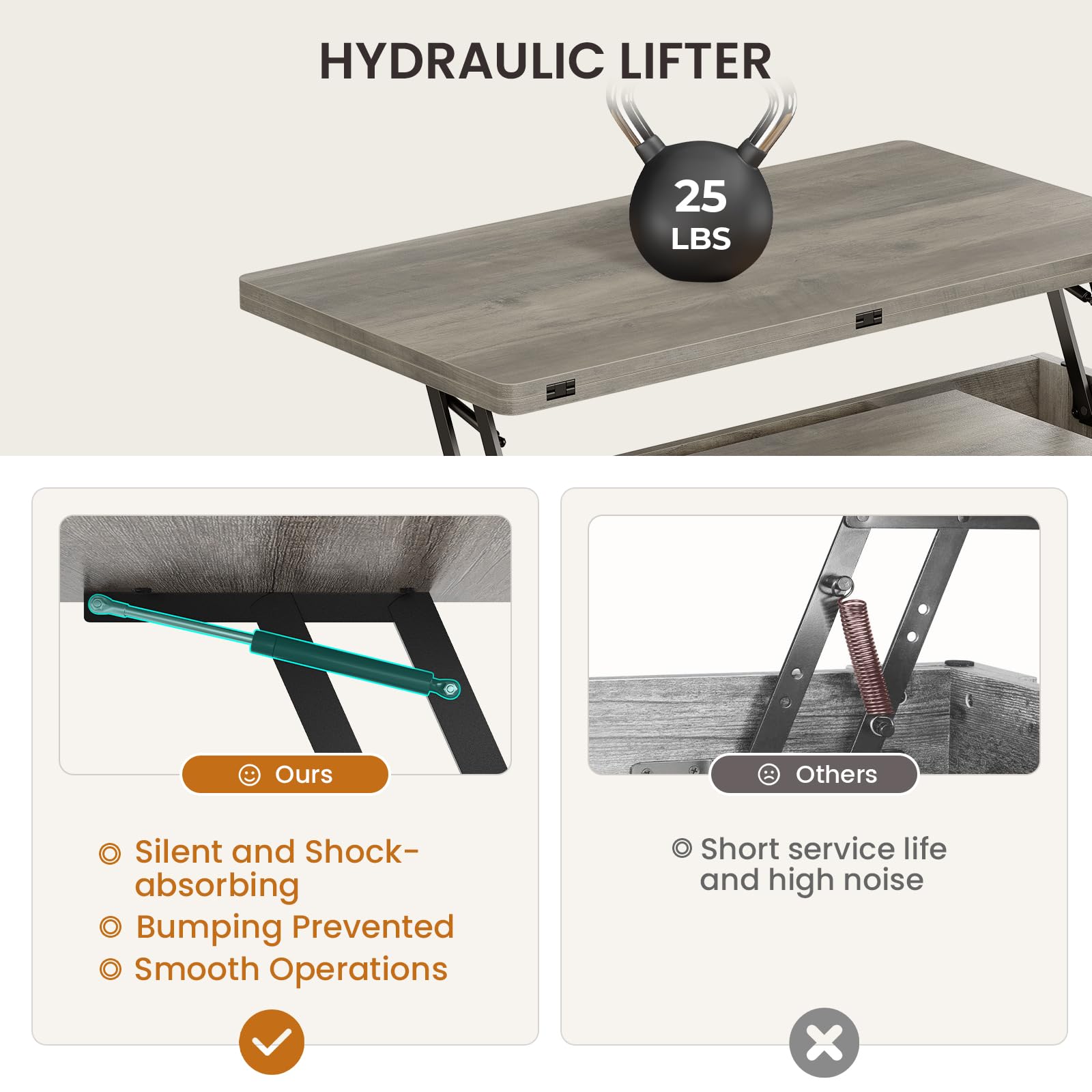 Itaar Farmhouse Coffee Table, Lift Top Coffee Table with Large Hidden Compartment, Rustic Center Table with Barn Door, for Living Room, Office, Grey