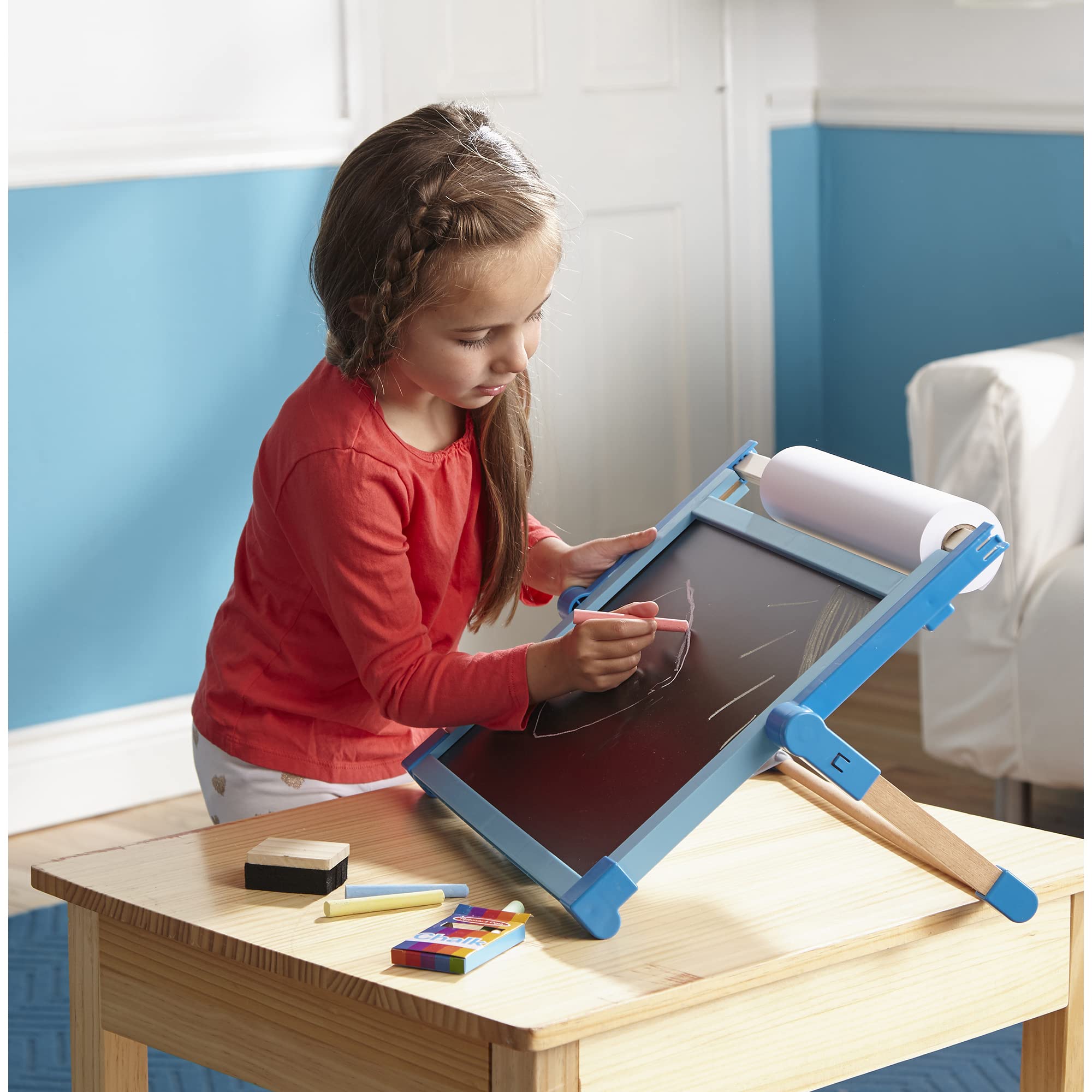 Melissa & Doug Wooden Double-Sided Tabletop Easel, Arts, Crafts, Pretend Play, 3+, Multicolor, 44.45 cm H x 52.705 cm W x 6.985 cm L