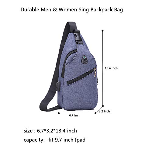 Crossbody Sling Backpack Sling Bag with USB Cable Travel Hiking Chest Bag Daypack for Women Men