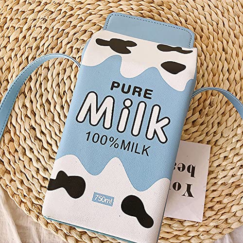 WLC Milk Carton Purse Female Bag, Ladies' PU Shoulder Handbag, White