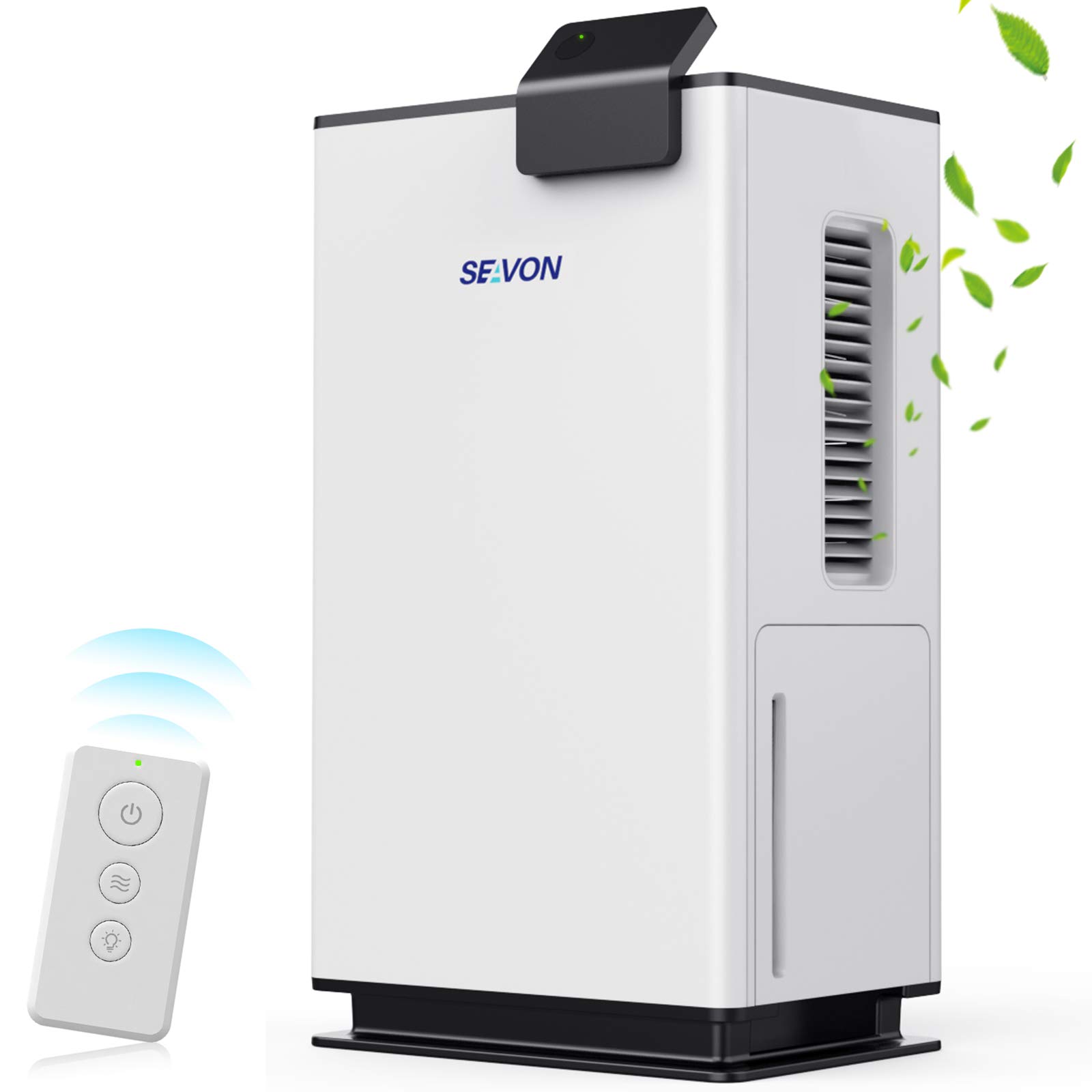 SEAVON 68oz Dehumidifiers for Home with Remote Controller, Ultra Quiet Dehumidifier for 660 sq ft, 2 Speed Modes, Breath Light Mode, Auto-Off, Perfect for Living Room, Bedroom, Bathroom, Closet, RV