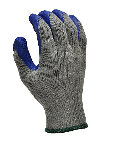 G & F 1511L-DZ Rubber Latex Coated Work Gloves for Construction, Blue, Crinkle Pattern, Men's Large (Sold by dozen, 12 Pairs)
