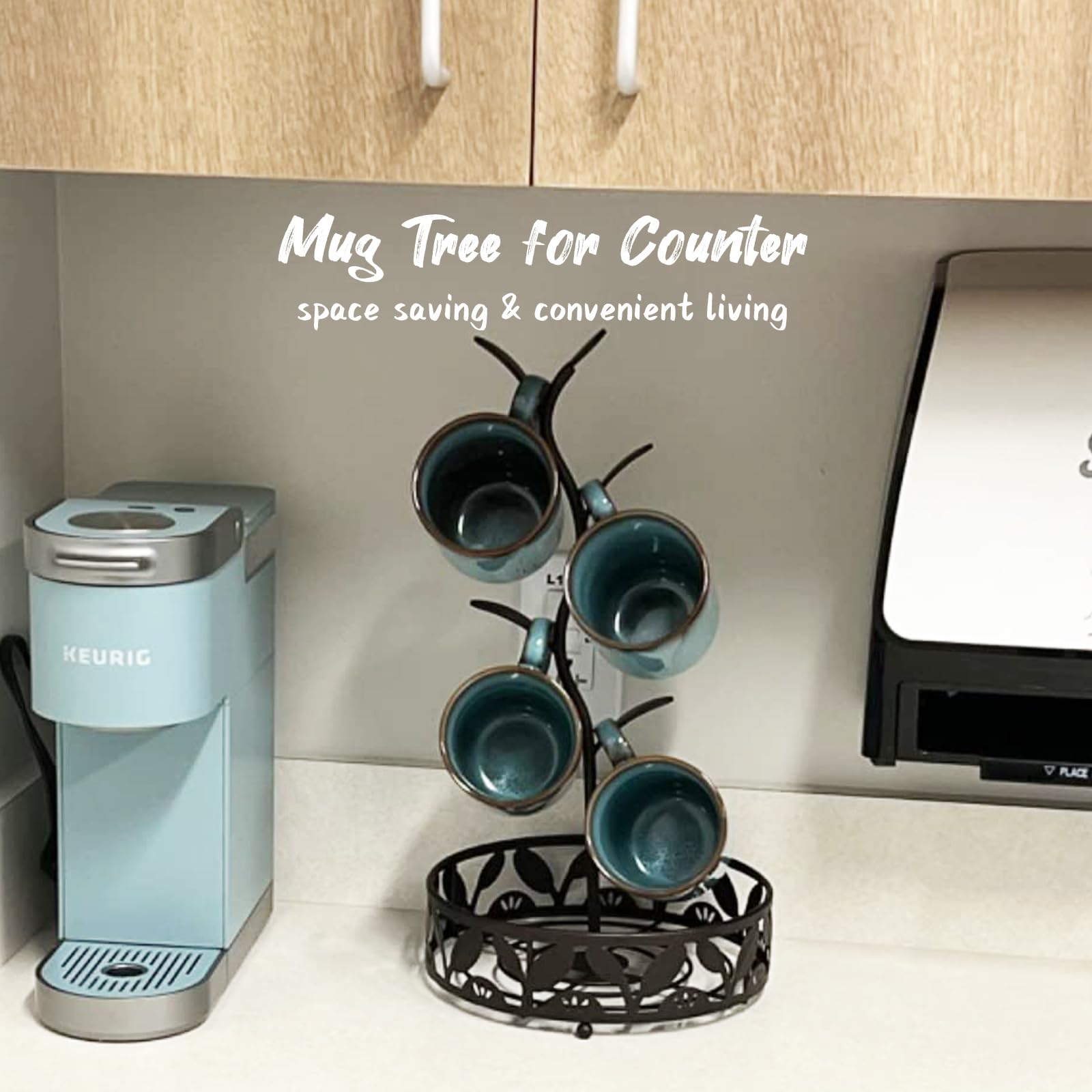 FAYAMILA Mug Holder, Countertop Mug Tree,Space Saving Coffee Cup Holder for Countertop,Ideal Coffee Bar Organizer & Kitchen Organizer