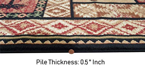 HR Cabin 906 Nature and Animals Area Rug 5'2" x 7'2" Contemporary Geometric Design Fish/Moose/Bear/Lodge