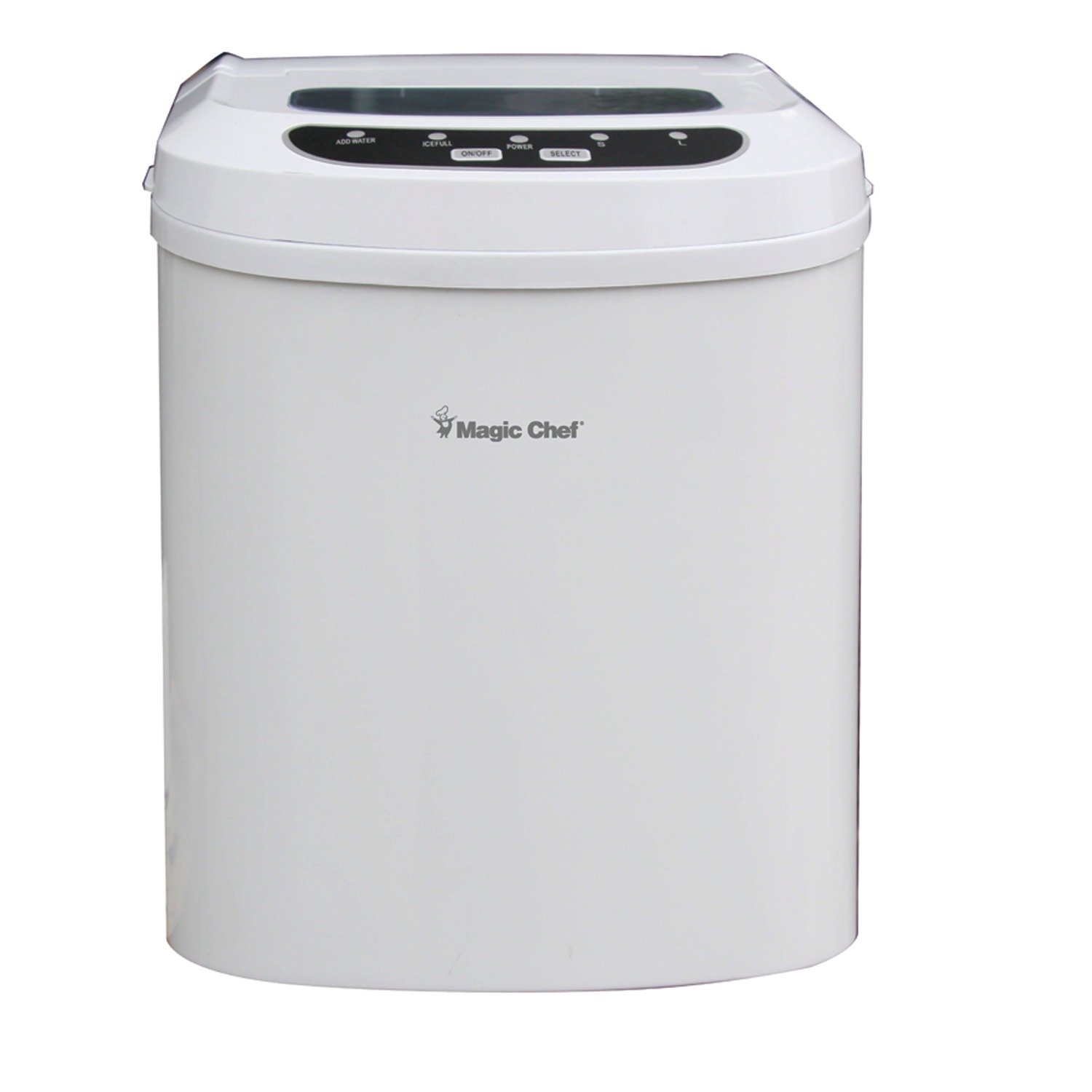 Magic Chef MCIM22W 10 Portable Ice Maker with Easy Touch Control Pad Viewing Window Removable Basket and Ice Scooper in White