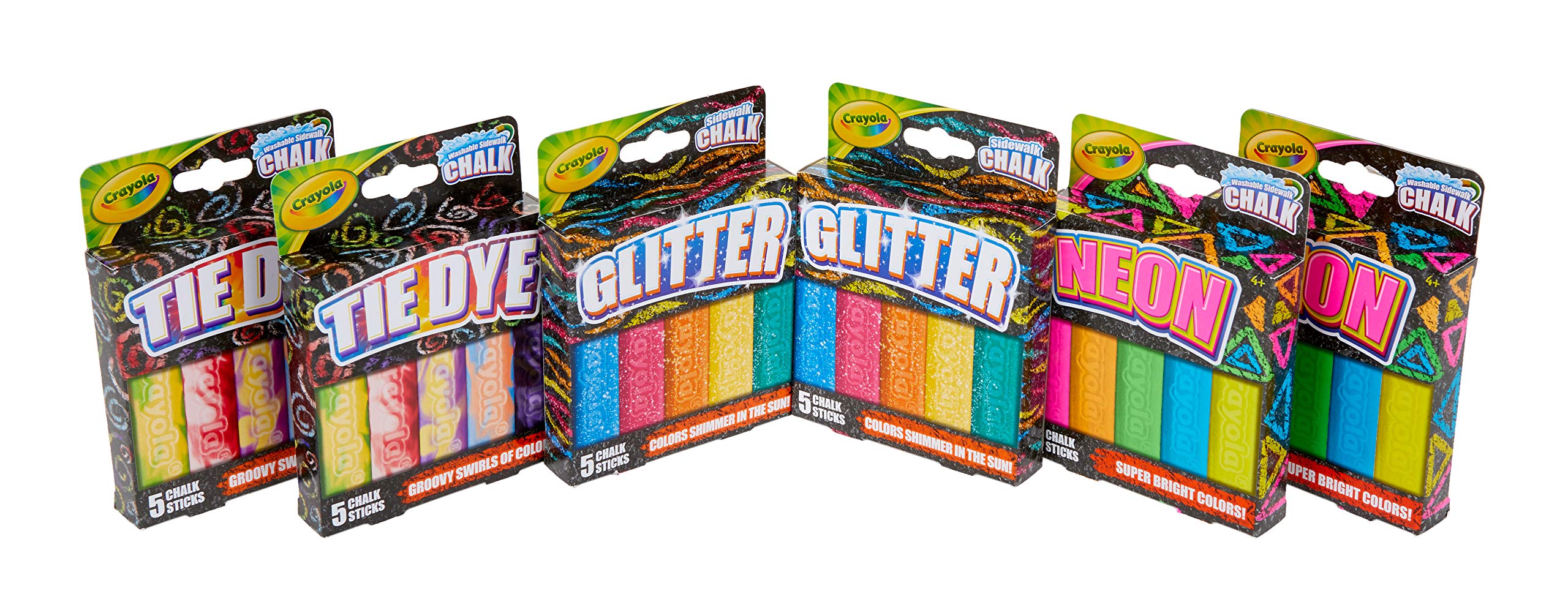 Crayola Chalk Set, Special Effects, 30 Count (Glitter, Neon, Tie Dye), Outdoor Toys for Kids, Ages 4+ [Amazon Exclusive]