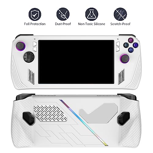 Protective Case for Rog Ally, DOBEWINGDELOU Soft Silicone Cover Case for ASUS Rog Ally Gaming Handheld, Full Protection, Anti-Scratch, Anti-Slip, and Shock-Absorbing Protective Case White
