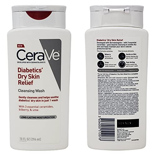CeraVe Diabetics Dry Skin Relief Bundle - Moisturizing Cream (8 fl oz), Hand and Foot Cream (3 fl oz), and Cleansing Wash (10 fl oz) - Long Lasting Moisturization