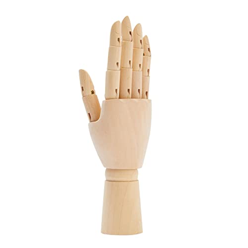 Wooden Hand Model, 7 in Right Hand Art Mannequin Figure with Posable Fingers for Drawing School, Practice, Supplies, Hand Jewelry Display, Decoration, Sketching