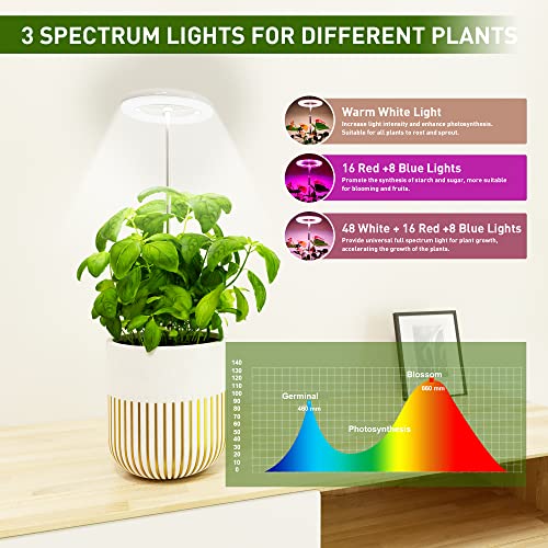 eWonLife Grow Lights for Indoor Plants, Plant Lamp Full Spectrum for Growing, 2 Pack, Height Adjustable with 3/9/12H Auto Timer, 3 Spectrum Modes with 72 LEDs