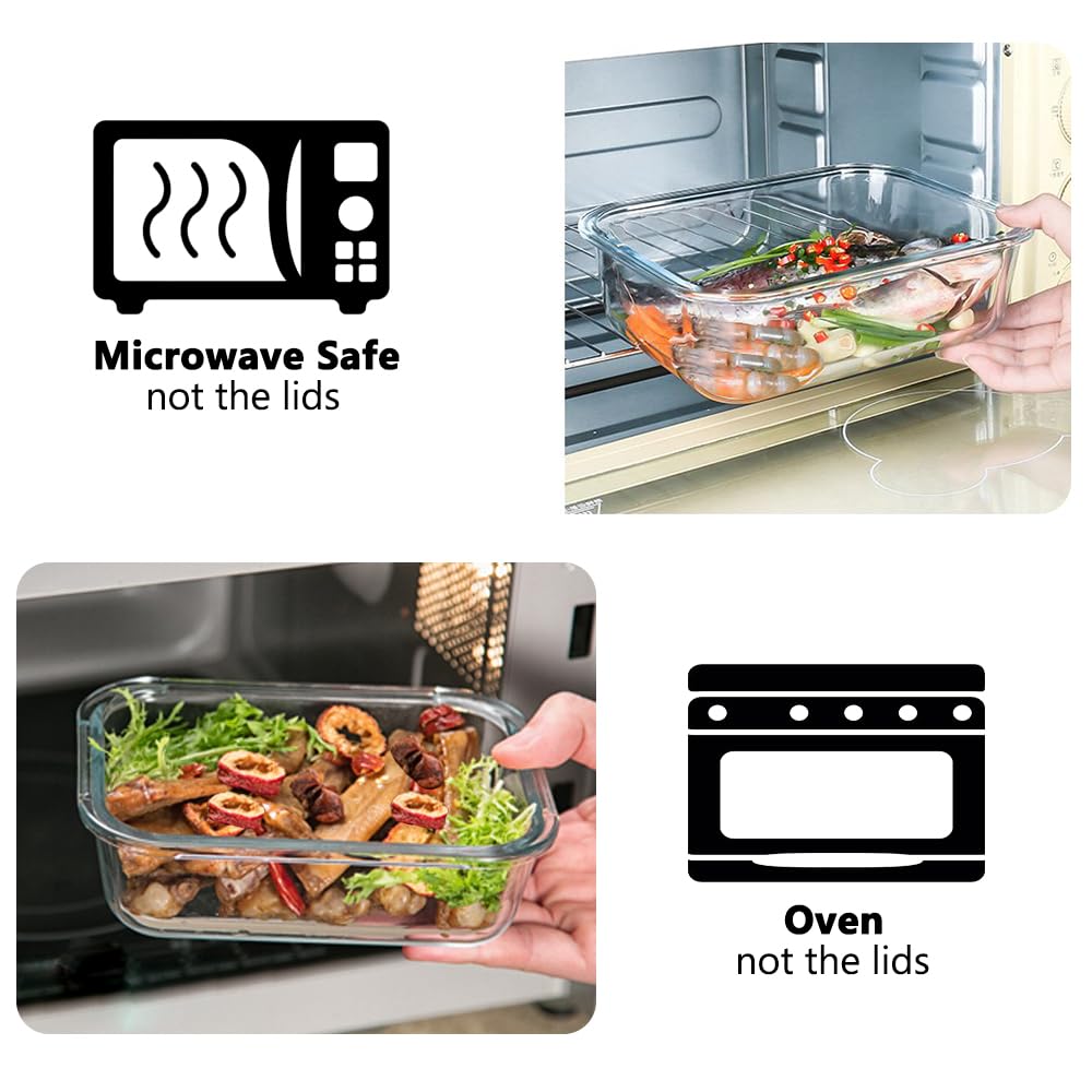 FREYBLI 10 Pack Airtight Glass Meal Prep Containers with Lids, Glass Bowls Set with Snap Locking Lids for Lunch, Food Storage, Meal Prep, Leftovers, Safe in Microwave, Freezer, Dishwasher