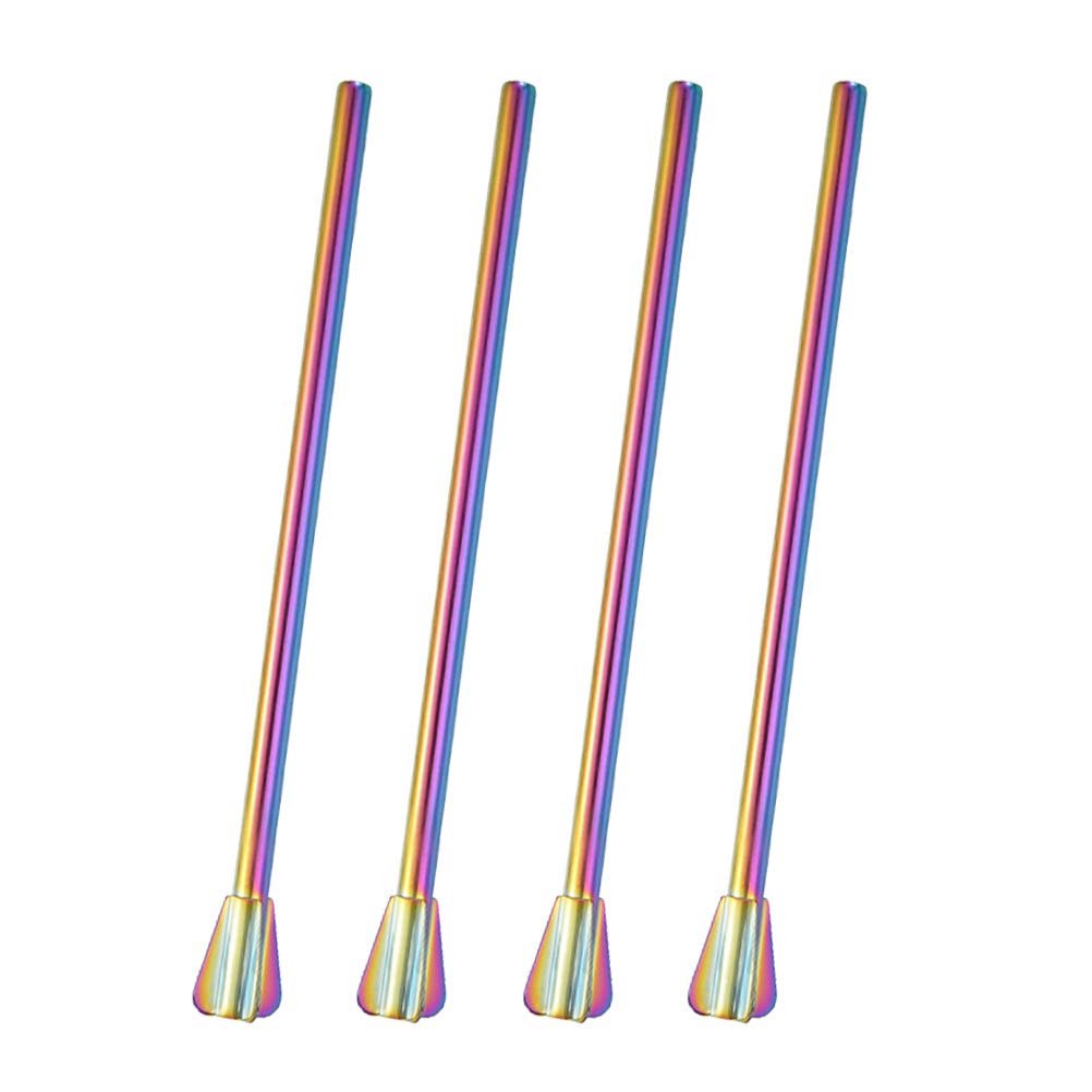 DOITOOL 4pcs Stainless Straws Smoothie Straw Drink Whisk Drink Stirrers Metal Drinking Straw Beverage Straws Reusable Bubble Tea Straw Cocktail Straw Blender Mixing Spoon Symphony Tumbler