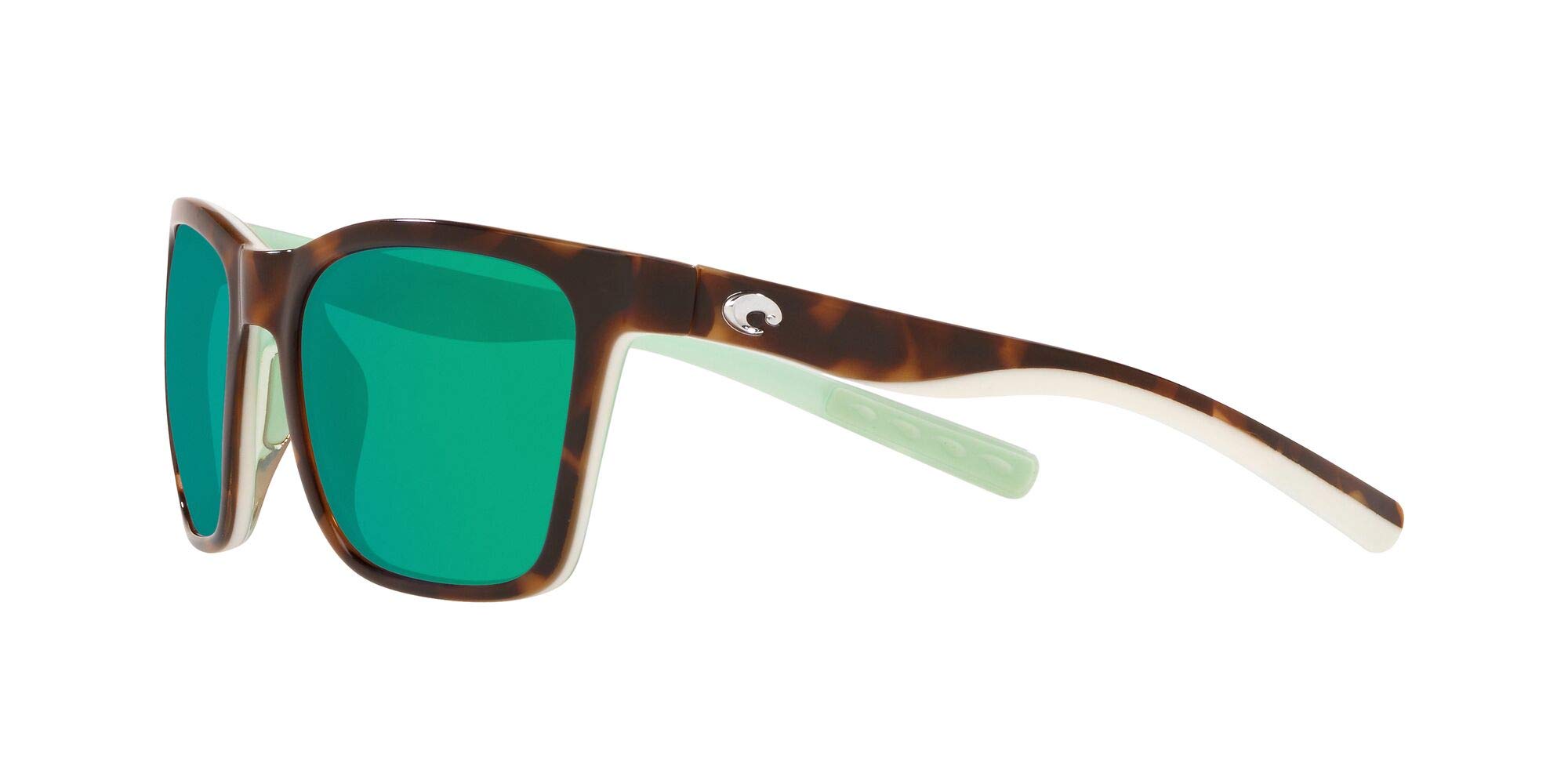 Costa Del Mar Womens Panga Square Sunglasses, Ocearch Shiny White/Blue Mirrored Polarized-580P, 56 mm
