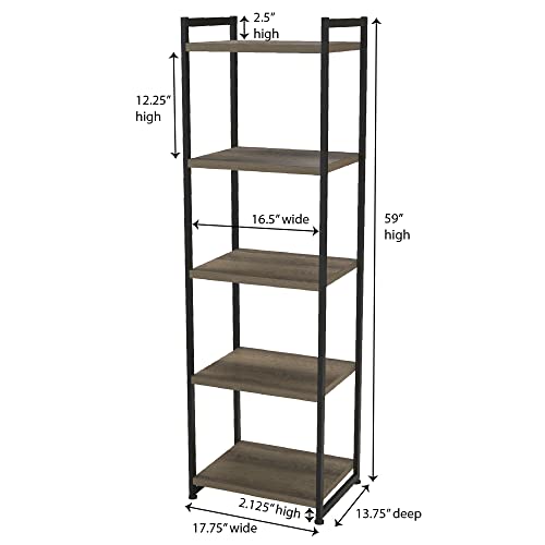 Household Essentials 5 Tier Storage Tower Metal, Grey Shelf β Black Frame, Ashwood & 6-Tier Basket Over-The-Door Organizer, Lime