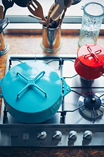 DANSK 833297 Koben Style Double Handed Pot, 7.1 inches (18 cm), 2.2 L., Induction Compatible, Turquoise/Teal, Oven Safe, Enameled