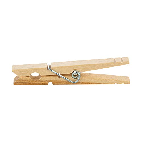 Woolite Extra Large Wooden 100 Pack Clothespins| Dimensions: 0.4 x 0.43 x 3.25 inches| Perfect for Indoor and Outdoor Use| Great for Hanging Clothes, Art & Crafts| Bags, Rust Resistant