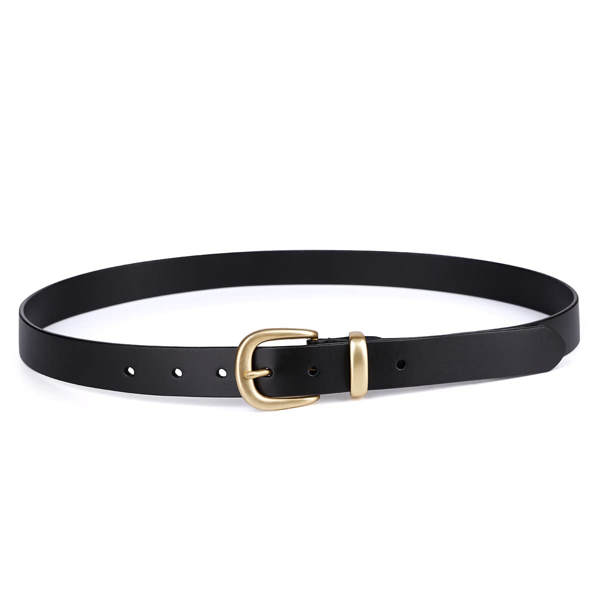 Catelles Womens Genuine Leather Belts, 1.1" Width with Gold Buckle for Jeans Dress Pants XS Size 0-2 Black