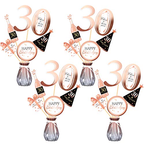 Konsait Rose Gold 30th Birthday Centerpiece Sticks-30th Birthday Table Toppers -Birthday Party Decorations Accessories- 30 Fabulous -Bday Party Cheers to Thirty Years Birthday Party Favor Supplies