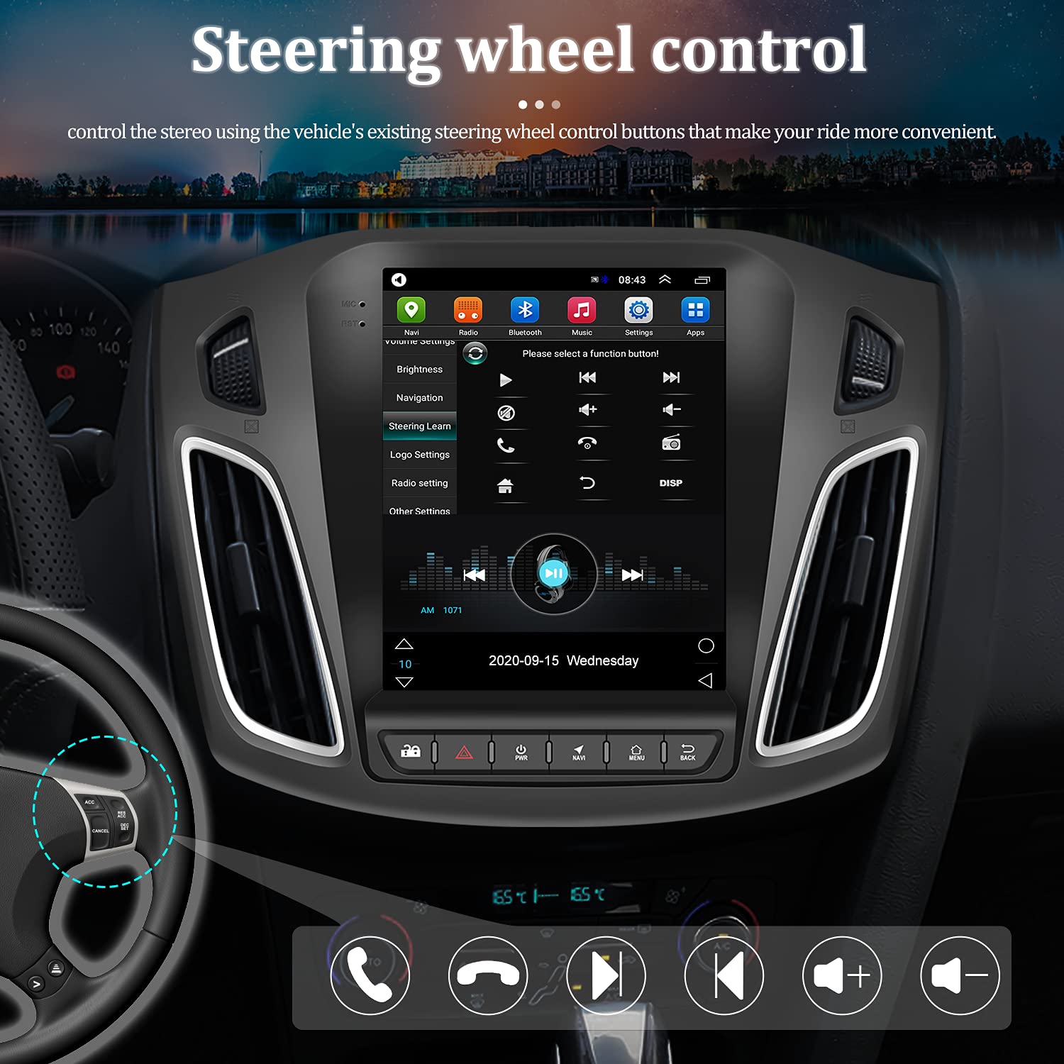 CAMECHO Android 10.1 Car Stereo for Ford Focus 2012 2013 2014 2015 2016 2017 2018, 9.7 inch Touch Screen Car Radio with Bluetooth, FM, GPS Navigation Head Unit, WiFi, Mirror Link, SWC+Back up Camera