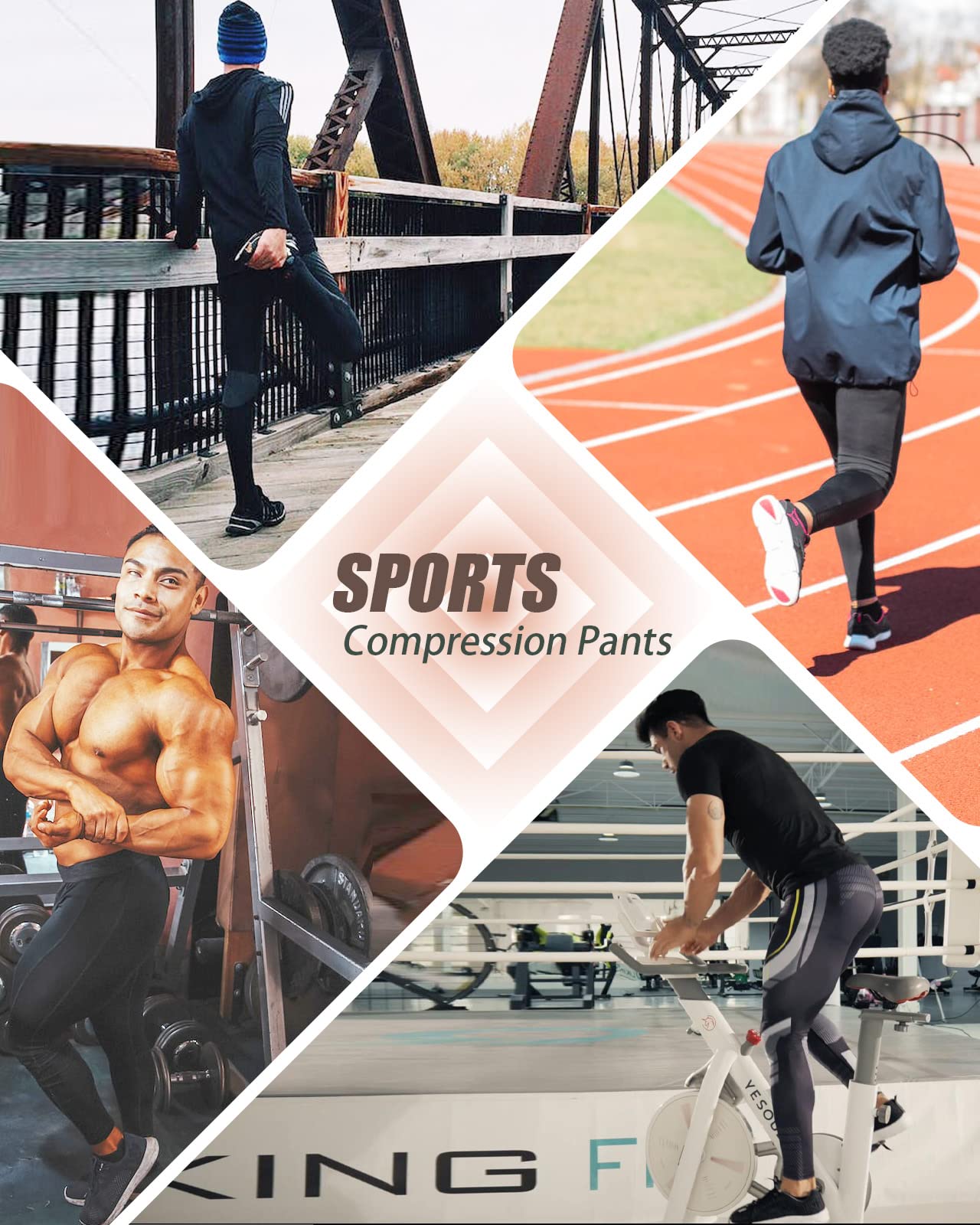 CANGHPGIN Men's Compression Pants Sports Tights for Men Gym Running Baselayer Cool Dry Workout Athletic Leggings