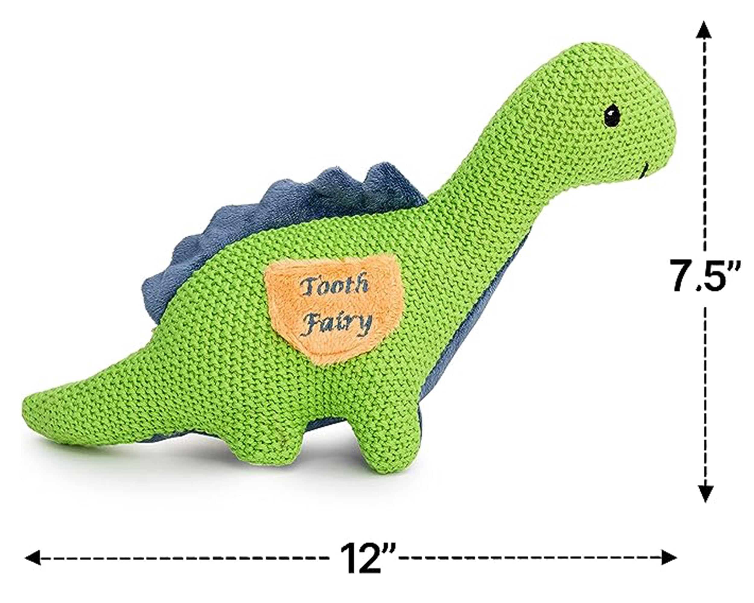 Maison Chic Plush Tooth Fairy Pillow for Little Boys and Girls About to Loose a Tooth (Dinosaur, Danny)
