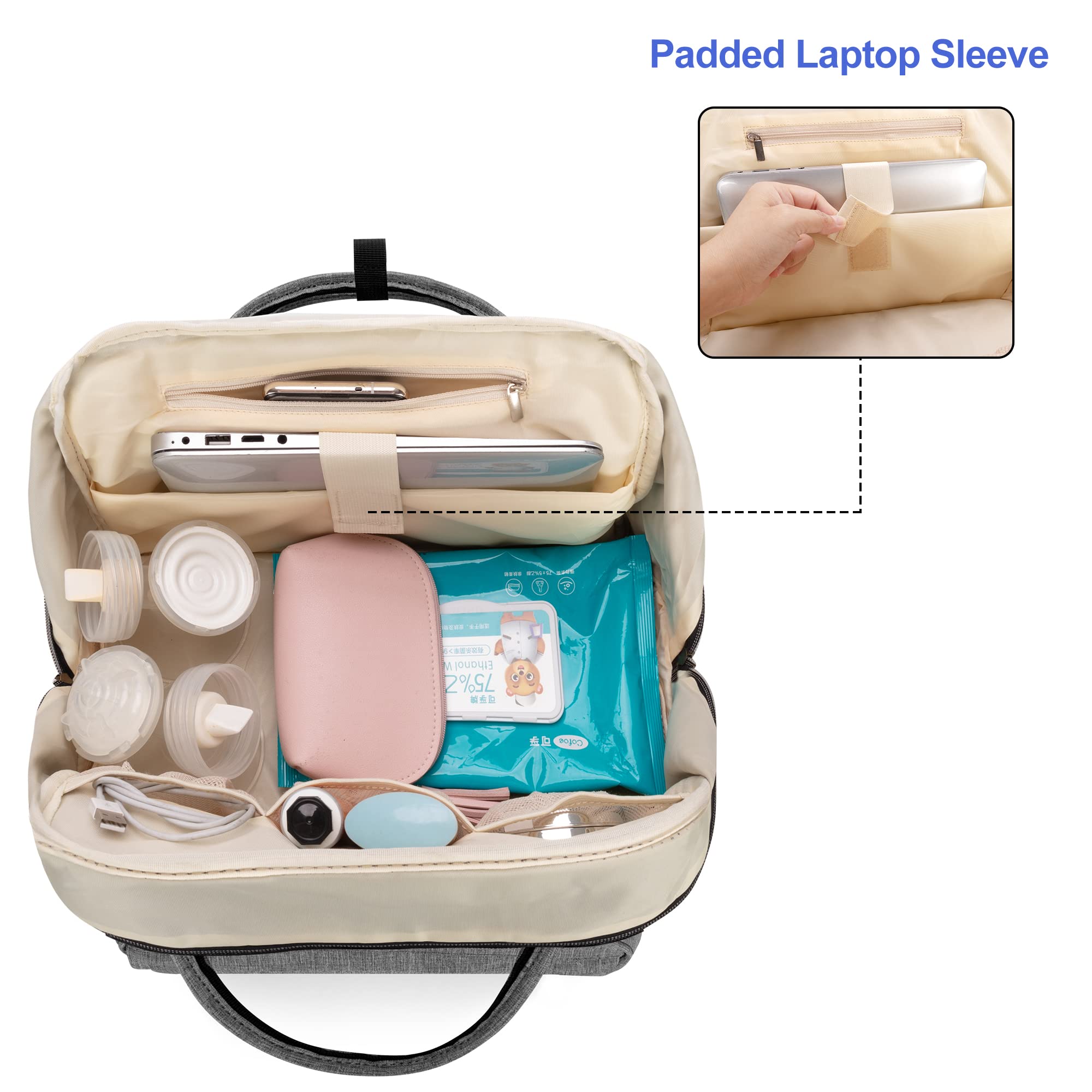 Fasrom Breast Pump Bag Backpack for Working Moms, Pumping Carrying Bag with Laptop Sleeve, Gray (Empty Bag Only)