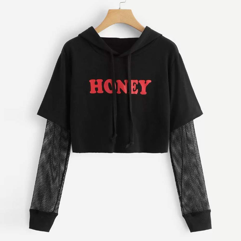 Women Hooded Sweatshirts,Long Sleeve Letters Pullover Hoodies,Short Casual Loose Splice Active Hoodies Blouse Top