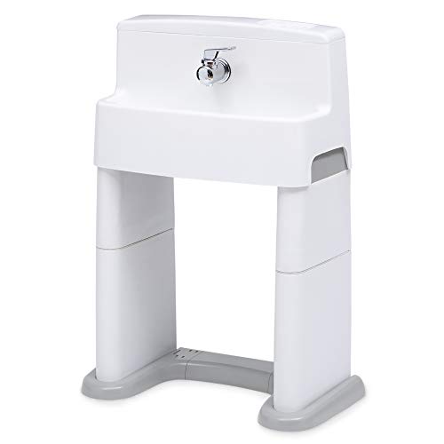 Delta Children PerfectSize 3-in-1 Convertible Sink, Step Stool and Bath Toy for Toddlers/Kids - Perfect for Potty Training, White/Grey