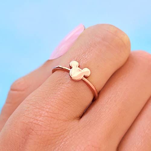 Pura Vida Rose Gold Disney Mickey Mouse Delicate Ring - Brass Base Band, Stackable Accessory - Size 7
