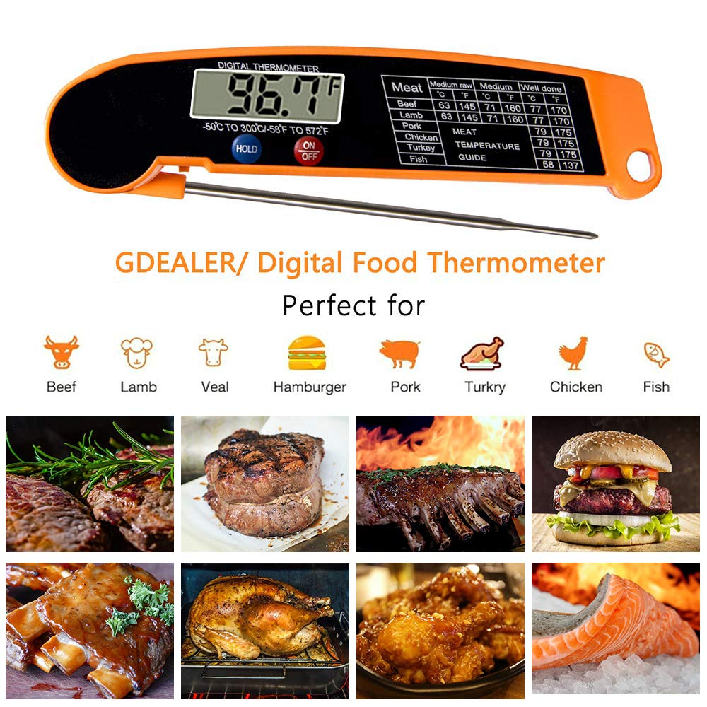 Food Thermometer, Digital Meat Thermometer for Grilling and Cooking Fset Instant Read Thermometer Kitchen Cooking Food Thermometer for Candy Water Oil BBQ Grill