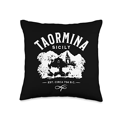 Taormina Sicily Italy Designs Taormina Sicily Italy Souvenir Design Throw Pillow, 16x16, Multicolor