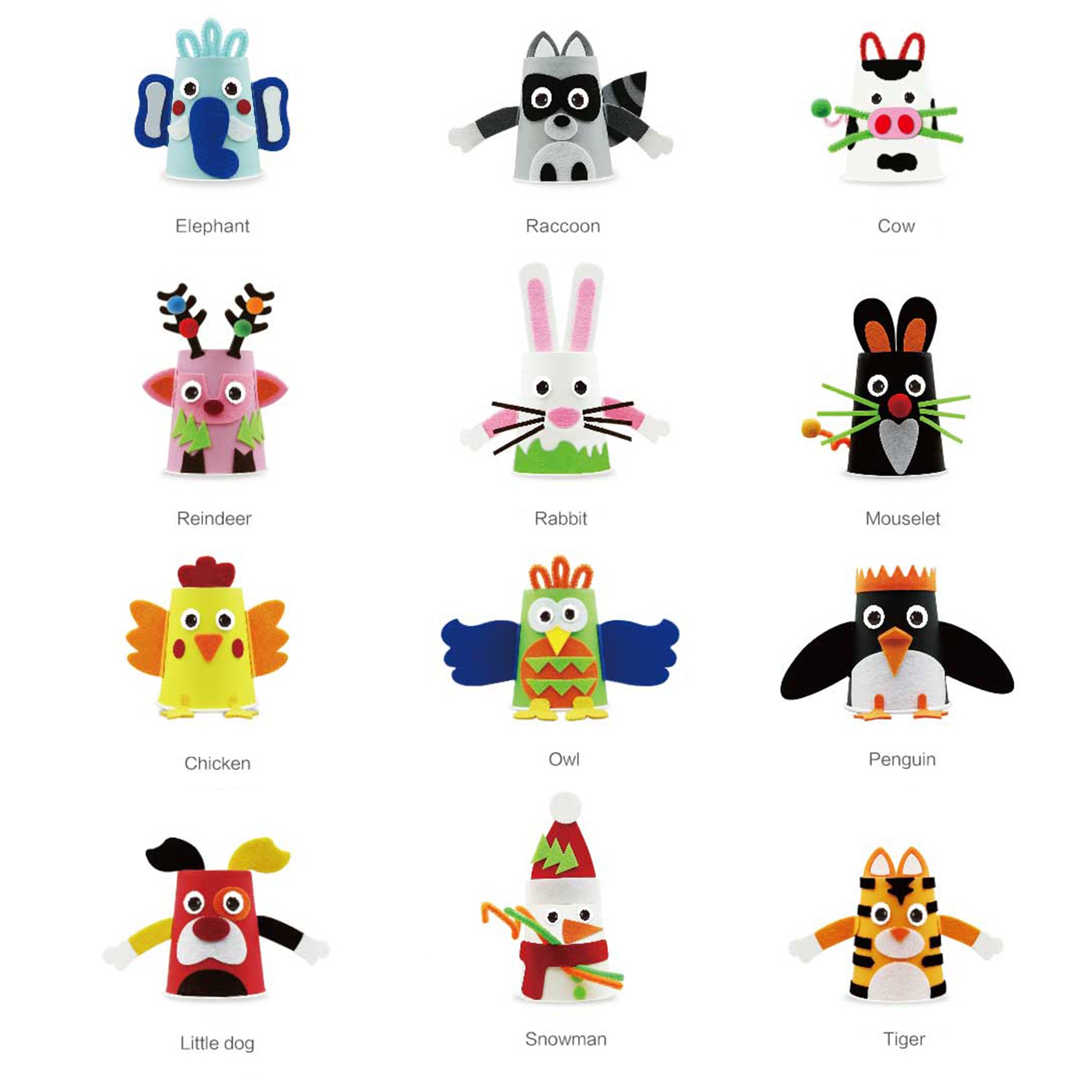 Mobee Felt Paper Cup Sticker DIY Craft Kits Paper Art Training Early Educatioanl Playing Toys Kids