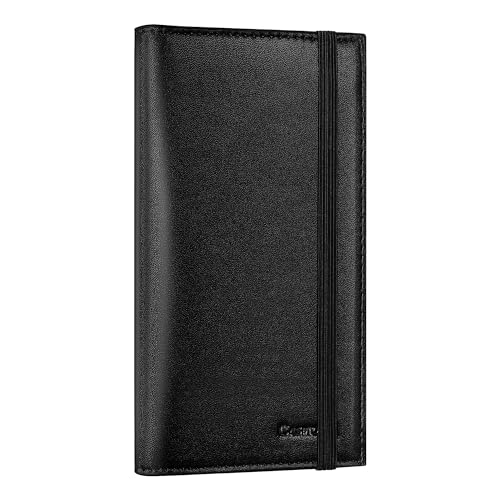 CASMONAL Checkbook Covers for Personal Checkbook Holder RFID Premium Leather Checkbook Cover for Duplicate Checks(Black)