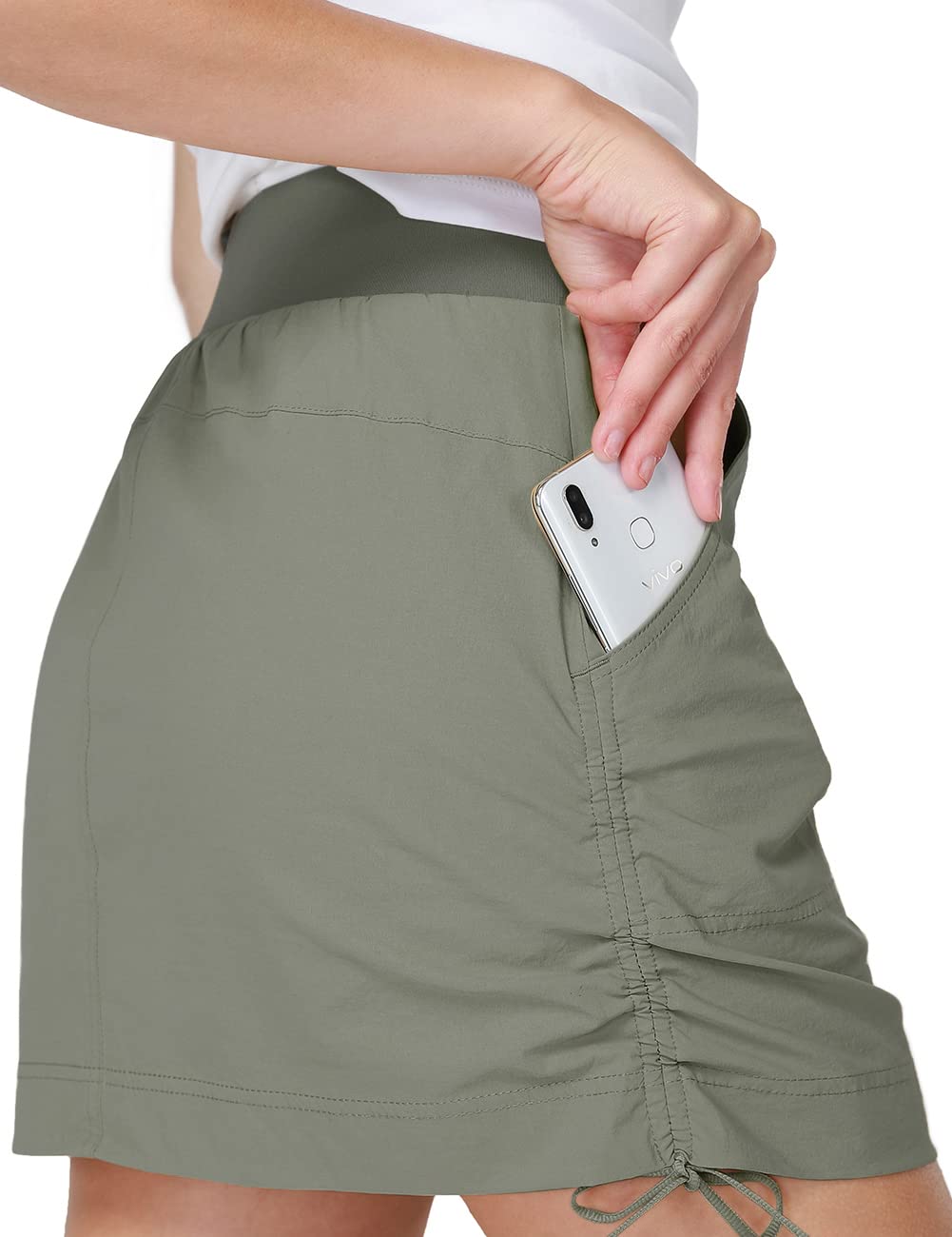 CAMEL CROWN Women's Casual Skorts Tennis Skirts Tummy Control UV Protection Quick Dry Golf Skirt with Pockets Active Light Green