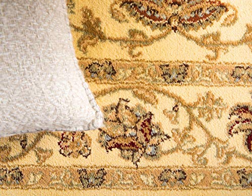Unique Loom Voyage Collection Traditional Oriental Classic Intricate Design Area Rug, Round 6' 1" x 6' 1", Ivory/Tan