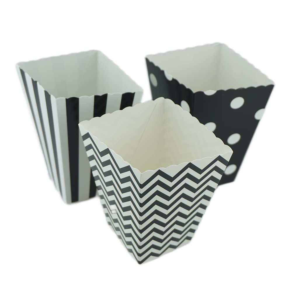 FAZHBARY 36PCS Popcorn Boxes Small Paper Popcorn Boxes for Party Dessert Tables Decoration Black
