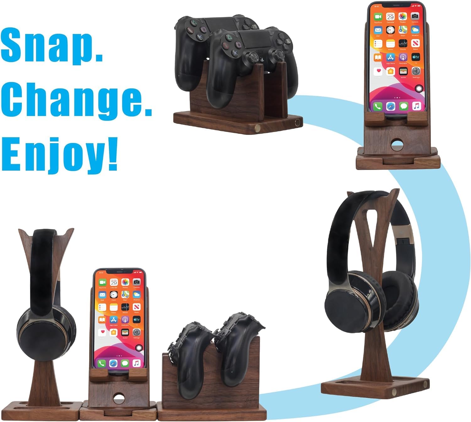 Gooin Global Gamer Gift for Men, Adjustable Controller Organizer with Headphone Holder, Rotating Phone, Game Controller Stand - Gift Idea for Game Lover on Birthday, Anniversary, Christmas
