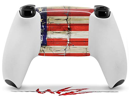 WraptorSkinz Skin Wrap compatible with Sony PS5 DualSense Controller Painted Faded and Cracked USA American Flag (CONTROLLER NOT INCLUDED)