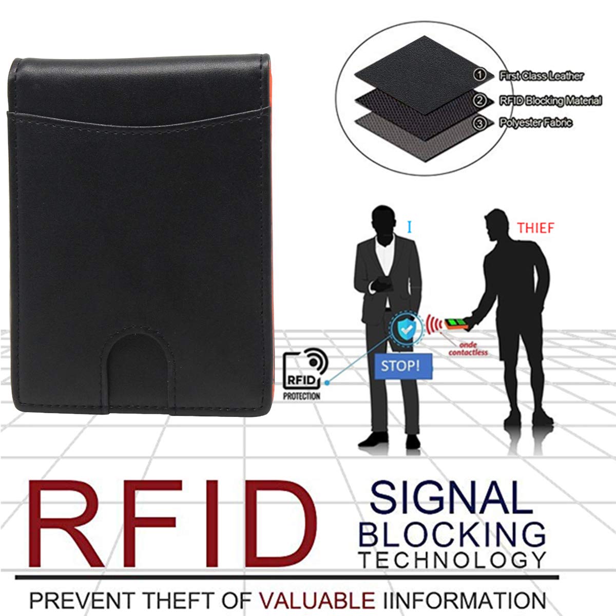 Mens Business Credit Card Holder Wallet,Slim Front pocket Wallet SD 025