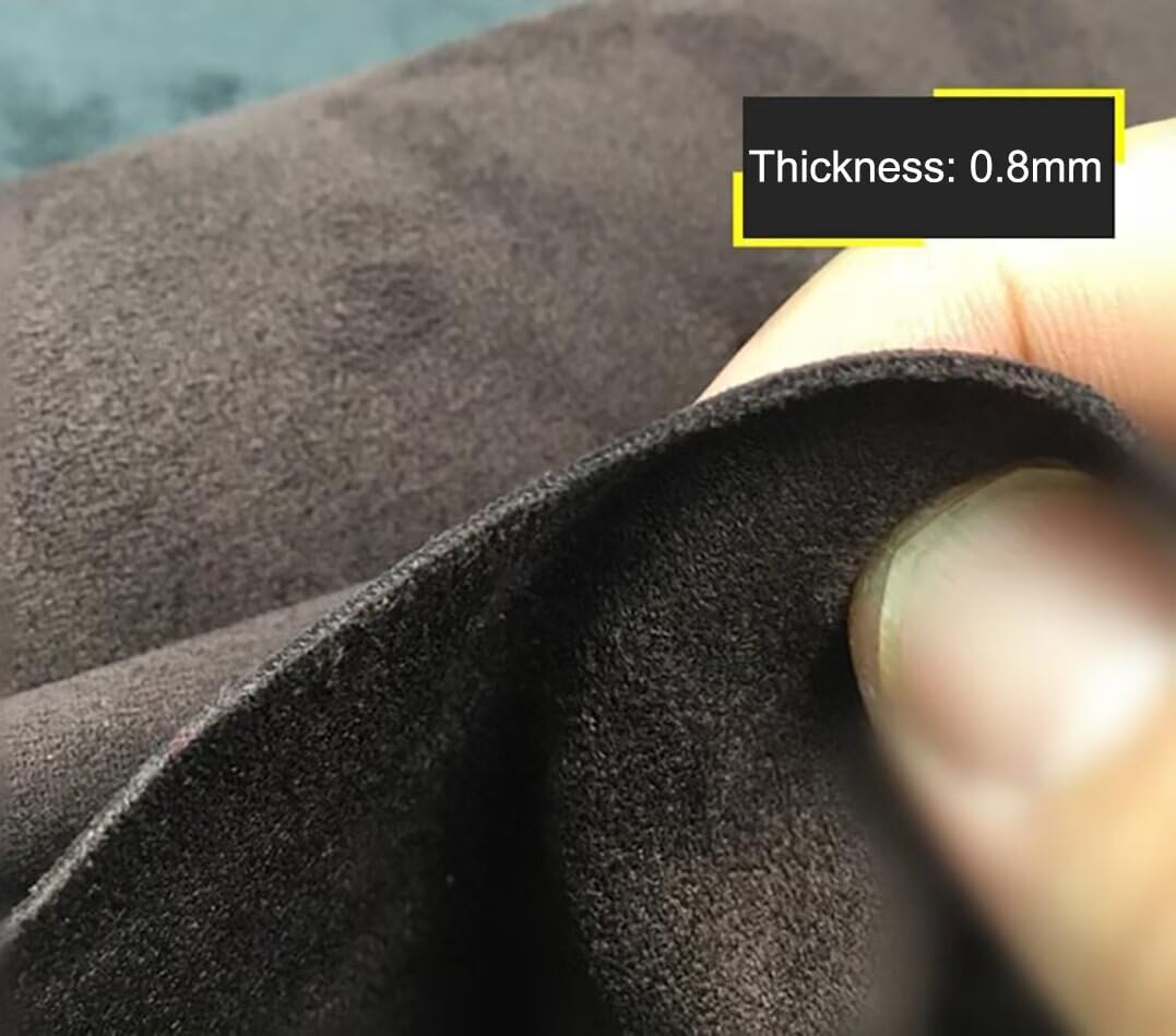 Generic Black Faux Suede Fabric Wrap Self Adhesive Suede Sheet Film Sticker Stretch Car Interior Wrap for DIY Craft Handmade(Black,20x118 inch)