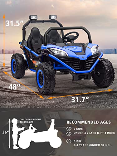 OTTARO 24V 10AH Ride on UTV Cars 2 Seater, Electric Cars Vehicles for Kids Teens,Metal Frame,EVA Wheels, 2x200W Powerful Motors, 20β Large 2 Seats, Bluetooth, Remote Control, Max Speed 4.7Mph(Blue)