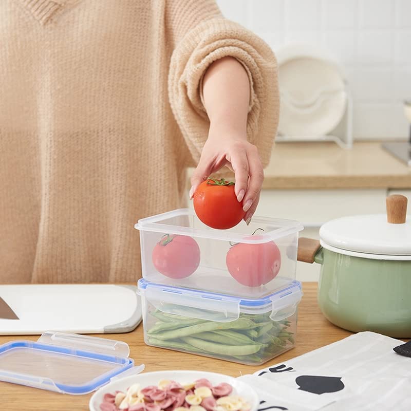 Tauno Plastic Food Storage Containers with Airtight Lids, 7.6 Cup Food Prep Containers for Kitchen and Pantry Organization, Reusable and BPA Free Lunch Boxes, Microwave/Dishwasher/Freezer Safe, 6 Pack