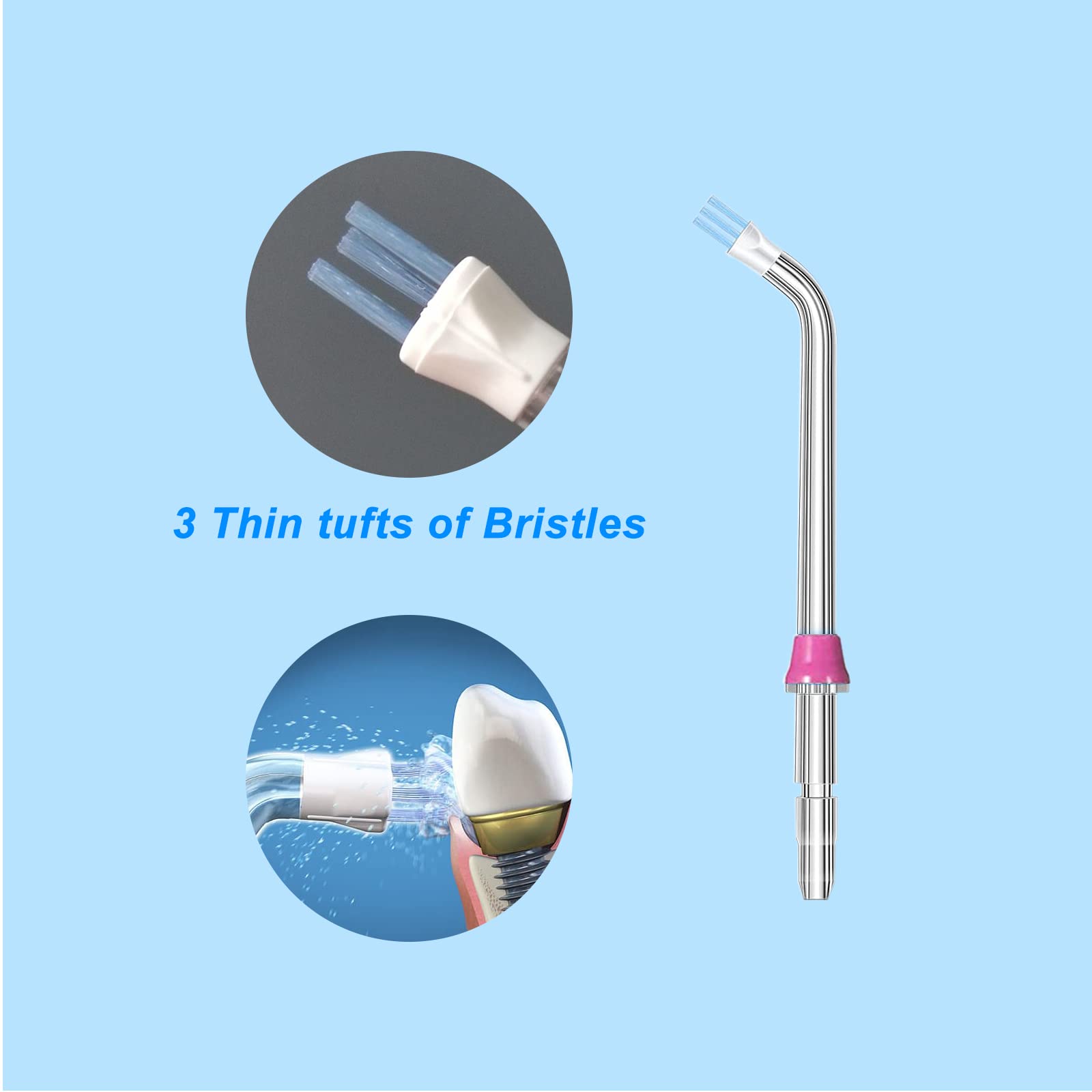 Flosser Replacement Tips for Waterpik Water Flosser,Plaque Seeker Replacement Tips Compatible with Waterpik Water Flossers and Other Brand Oral Irrigators, Plaque Remove Brisles Tips(4-Pack)