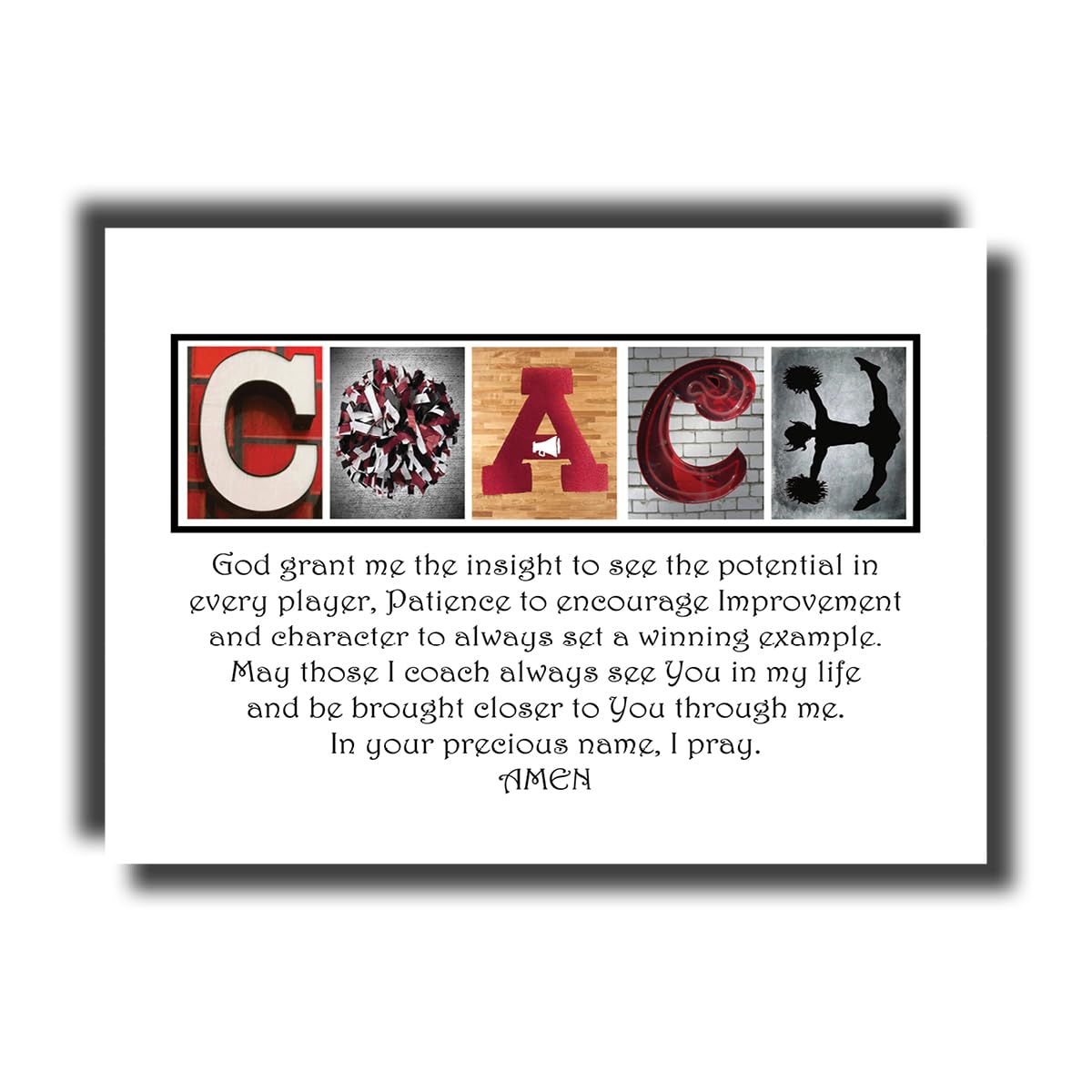 Cheerleading Coaches Prayer, Cheer Coach, Religious Gift, 8x10 print PRINTED on PHOTO paper