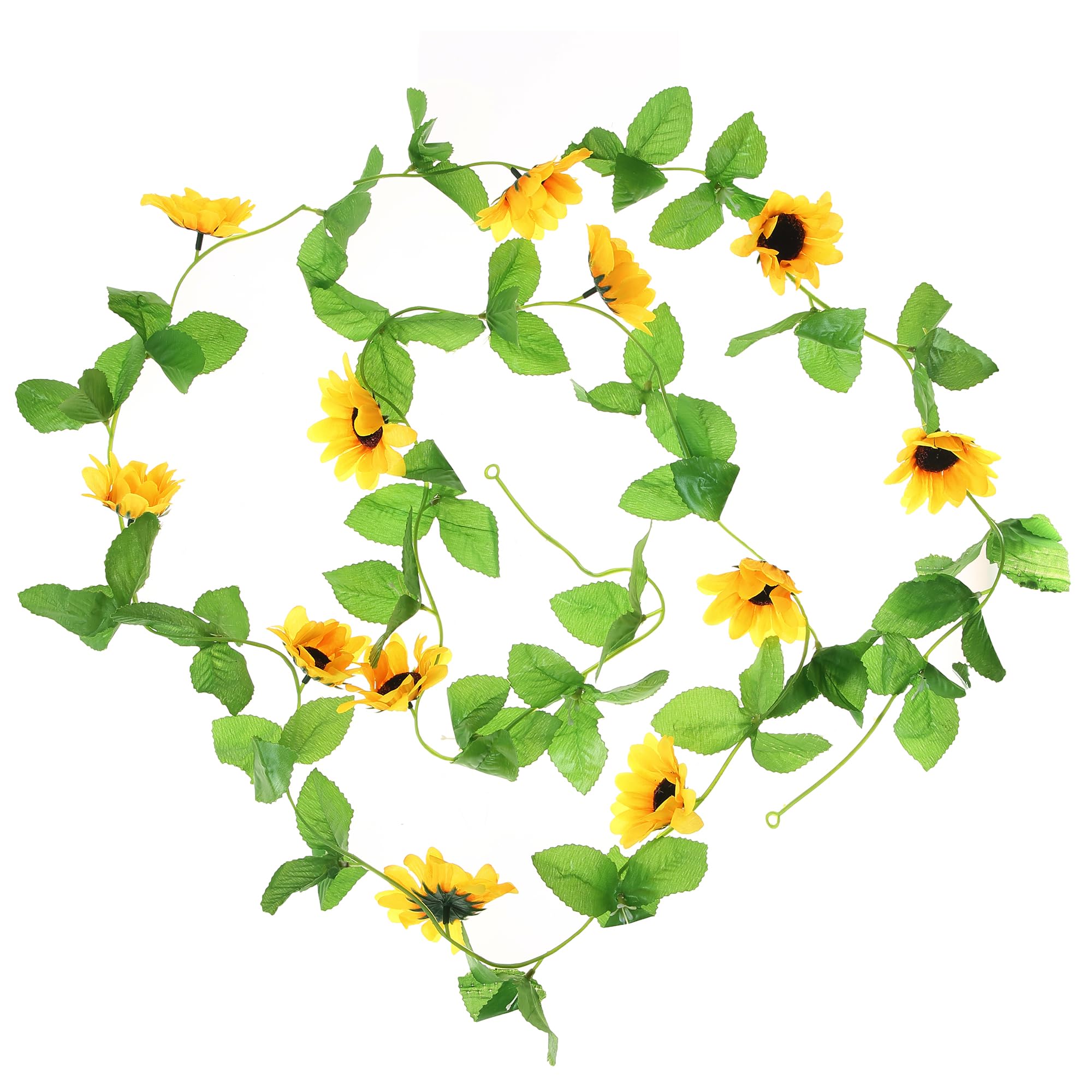 UUPP 2Pcs 7.8FT Artificial Sunflowers Garland Silk Fake Flower Ivy Vines Sunflower Decor for Home Garden Wedding Party Arch